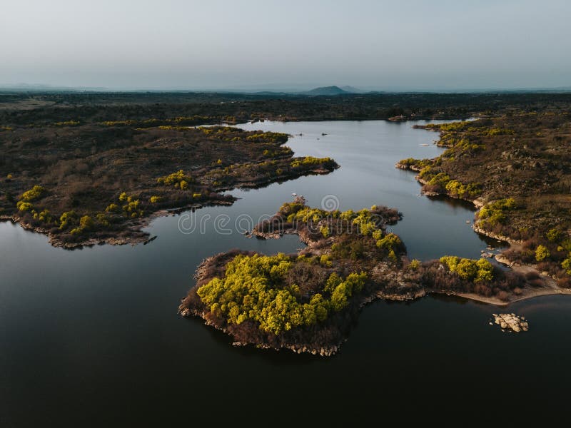 Aerial View of Water and Lands Under the Blue Sky Stock Photo - Image ...