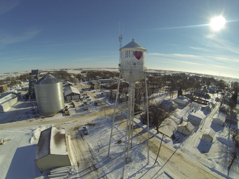 Aerial View of Water Tower in Small Town Stock Photo - Image of town ...