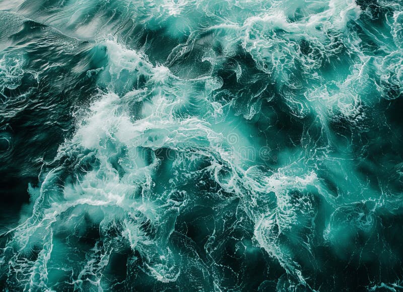 Aerial View of Water Wave in Ocean with Cloud Patterns and Sky in ...