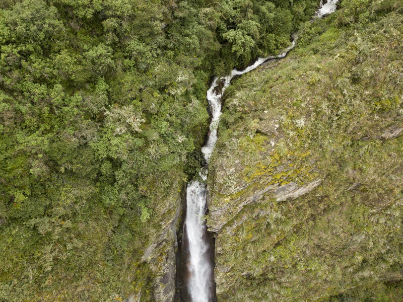 Aerial View of a Waterfall in the Peruvian Andes. Stock Photo - Image ...