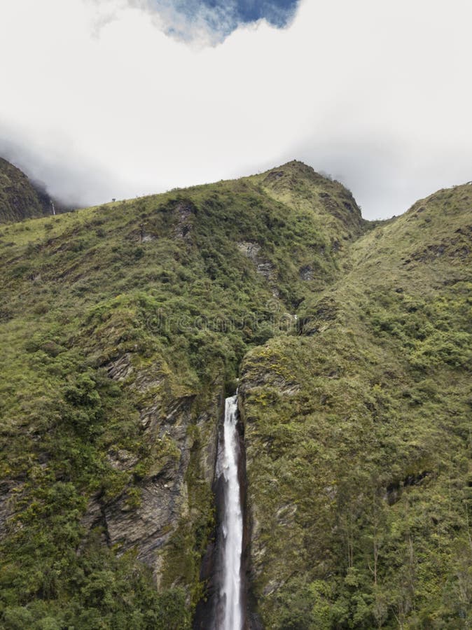 Aerial View of a Waterfall in the Peruvian Andes. Stock Photo - Image ...