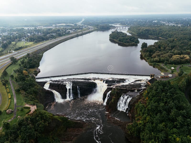 Aerial View of Waterfall of River Chaudiere, Quebec City, Quebec ...