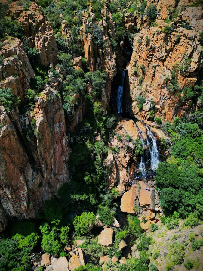 An Aerial Shot of a Waterfall in South Africa Stock Photo - Image of ...