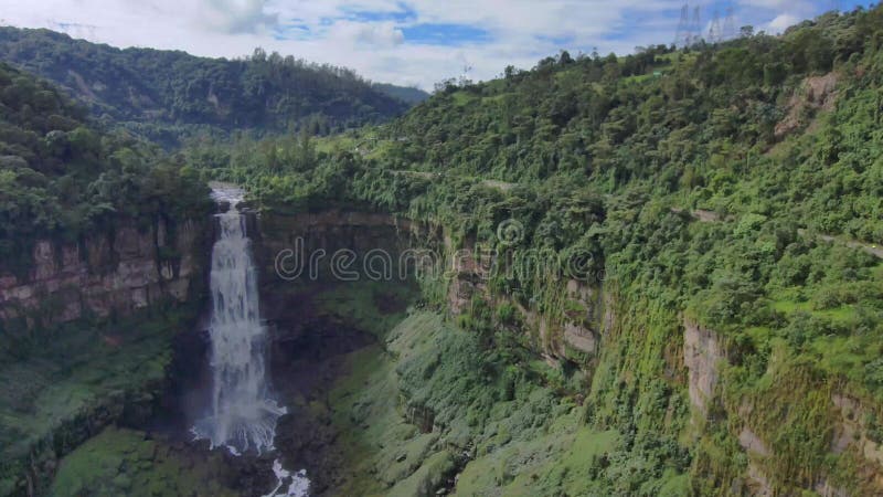 Aerial View of a Waterfall Surrounded by Trees Stock Footage - Video of ...