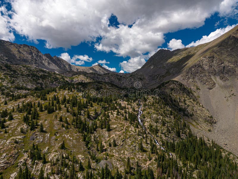 Aerial View of Waterfall at Upper Mohawk Lake in Colorado Stock Image ...
