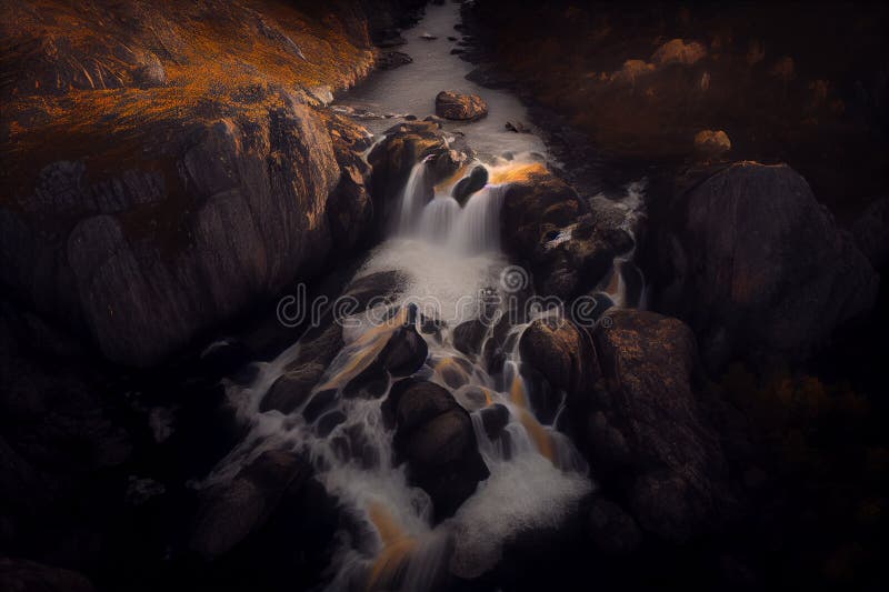 Aerial View of a Waterfalls for a Cliff. AI Generated. Stock ... Aerial View of a Waterfalls for a Cliff. AI Generated. Stock ...