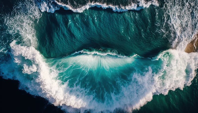 An Aerial View of a Wave Breaking in To the Ocean Stock Illustration ...