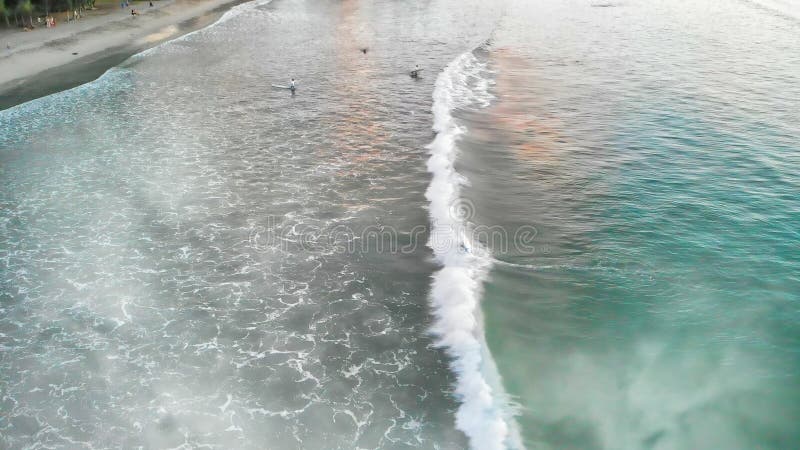 Aerial View of Waves Along the Shoreline at Dusk Stock Image - Image of ...