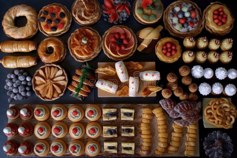 Aerial View of a Well-organized Pastry Display Stock Illustration ...