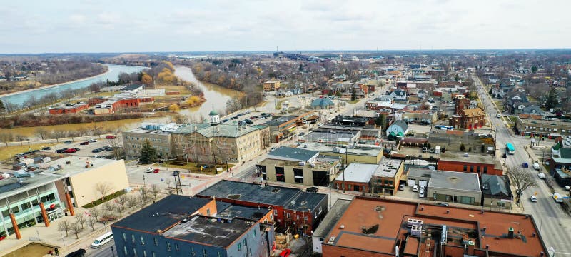 Aerial View of Welland, Ontario, Canada Stock Photo - Image of business ...