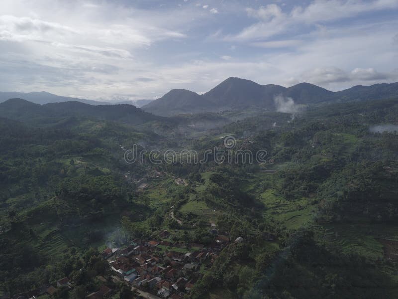 Aerial Panorama Volcano and Mountai of Tropical Mountain West Java of ...