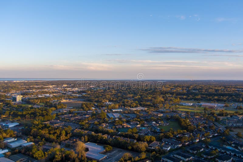 Aerial View of Western Mobile, Alabama at Sunset in March 2022 Stock ...