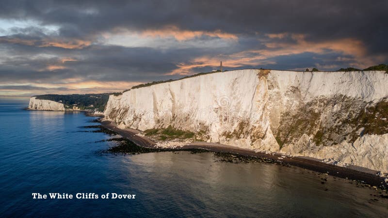 Aerial View of the White Cliffs of Dover at Sunset Stock Illustration ...