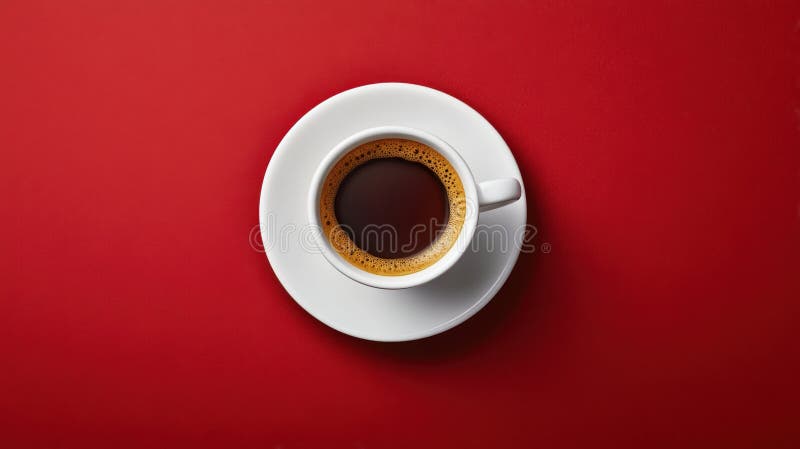 Aerial View White Coffee Cup Red Background Ai Generated Stock Photos ...
