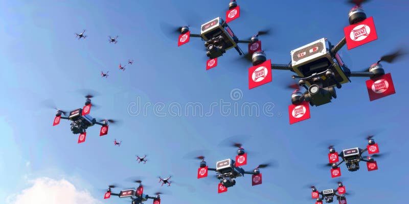 Multiple Drones are in the Azure Sky, with Signs Pointing To Restricted ...