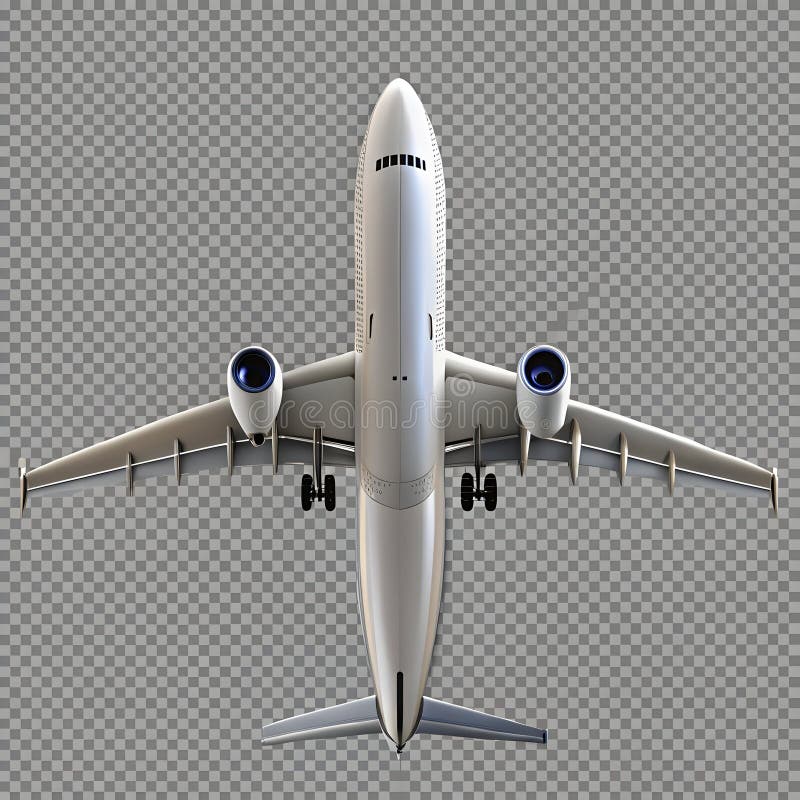 Aerial View of a White Passenger Airplane with Two Engines on a ...