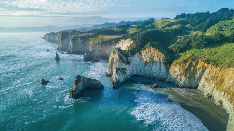 Aerial View of White River Formations Flowing into the Pacific Ocean ...