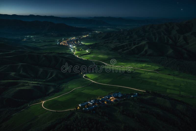 Aerial View Wide Green Valley Night Stock Photos - Free & Royalty-Free ...