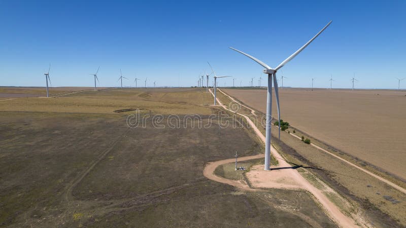 Aerial view of wind farm stock photo. Image of clean - 260593200