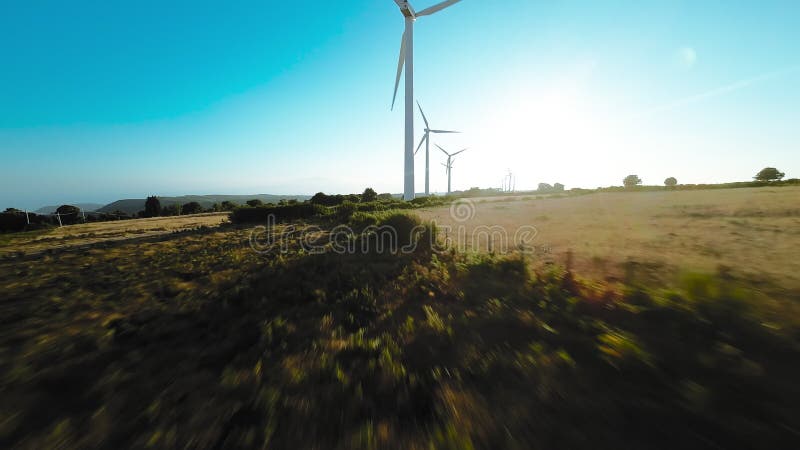 Wind Turbines Spin with the Force of the Wind Stock Footage - Video of ...