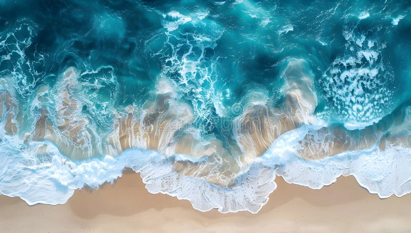 Aerial View of Wind Waves Crashing on a Sandy Beach Stock Photo - Image ...
