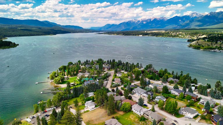 Aerial View of Windermere Lake, BC - Canada Stock Photo - Image of ...