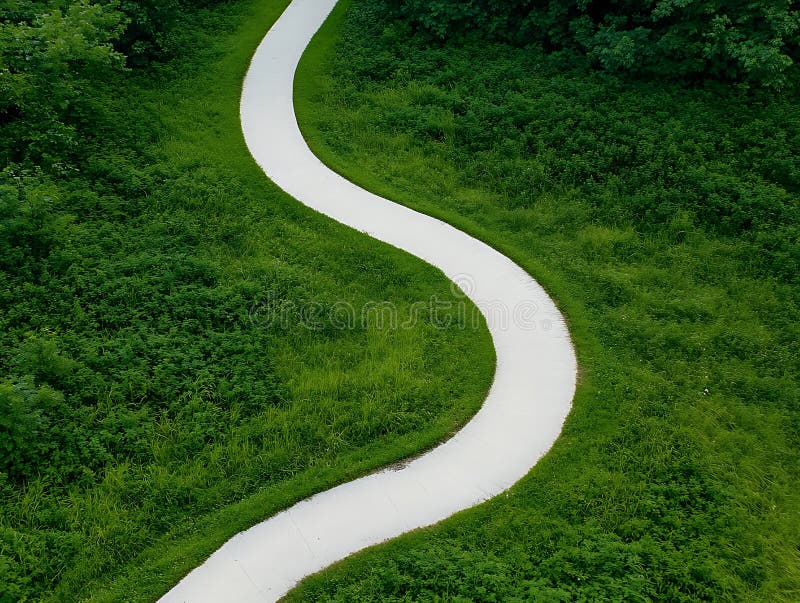 Aerial View of Winding Path through Green Summer Forest Stock ...