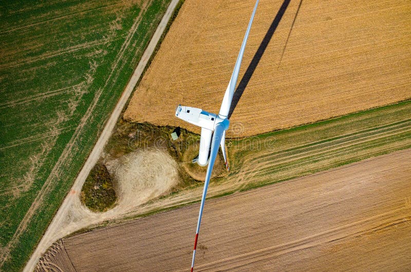Aerial View on the Windmill Stock Photo - Image of generator, green ...