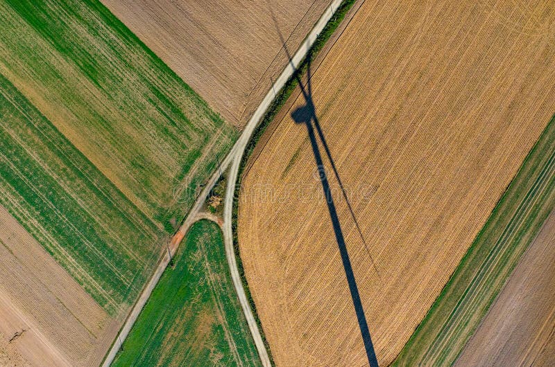 Aerial View on the Windmill S Shadow Stock Photo - Image of electric ...