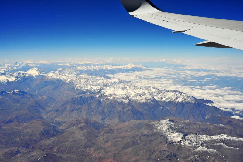 View from Window Plane of Andes Range Mountains Over Chilean Territory ...