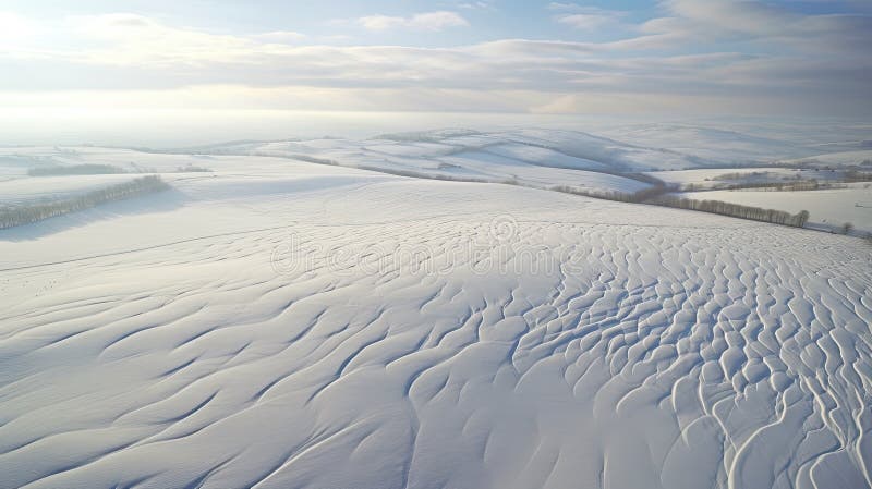 Aerial View of Winter Landscape with Snow-covered Dunes Stock ...