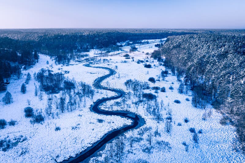 Snowy River in Cold Winter Day Stock Photo - Image of river, stream ...