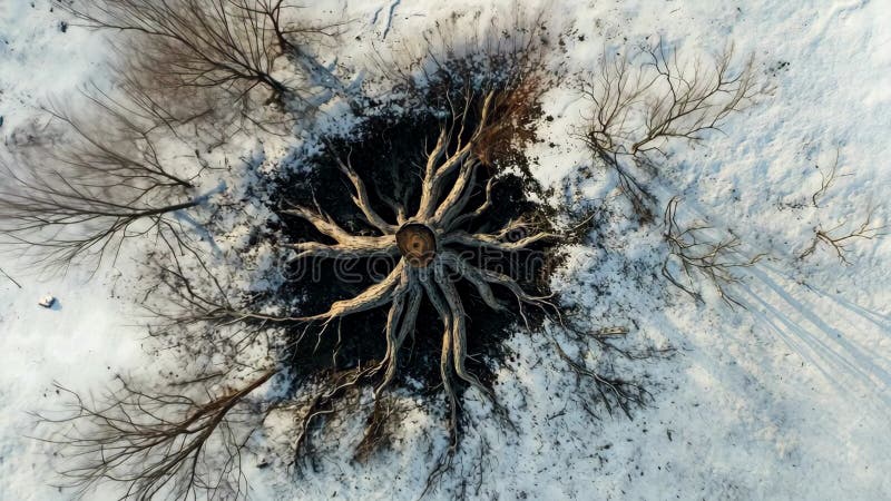 Aerial View of Winter Tree Stump Stock Video - Video of barren, pattern ...