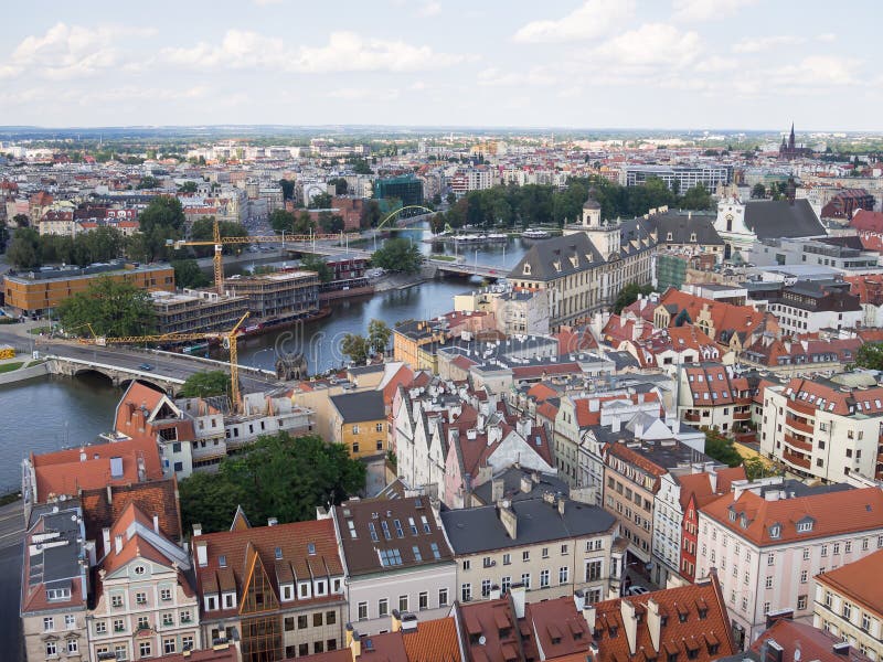 Aerial View of Wroclaw with River Oder in Wroclaw, Poland Editorial ...