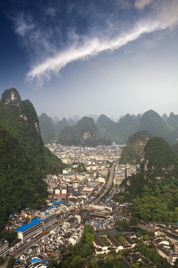 Overlooking the Yangshuo County,China Stock Photo - Image of china ...