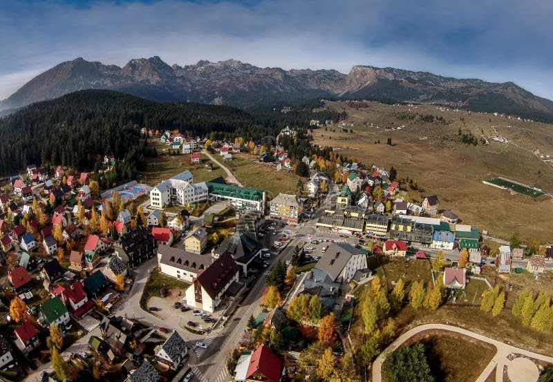 Aerial View of Zabljak Town, Montenegro Stock Image - Image of people ...