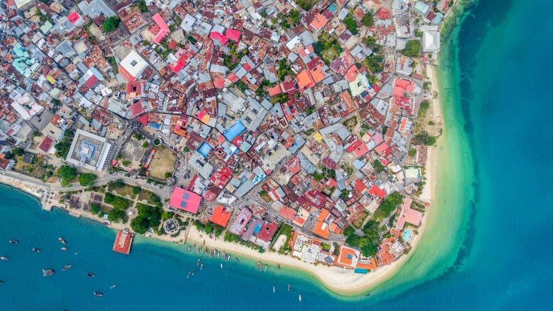 Aerial View of Zanzibar Stone Town by the Seaside Stock Image - Image ...