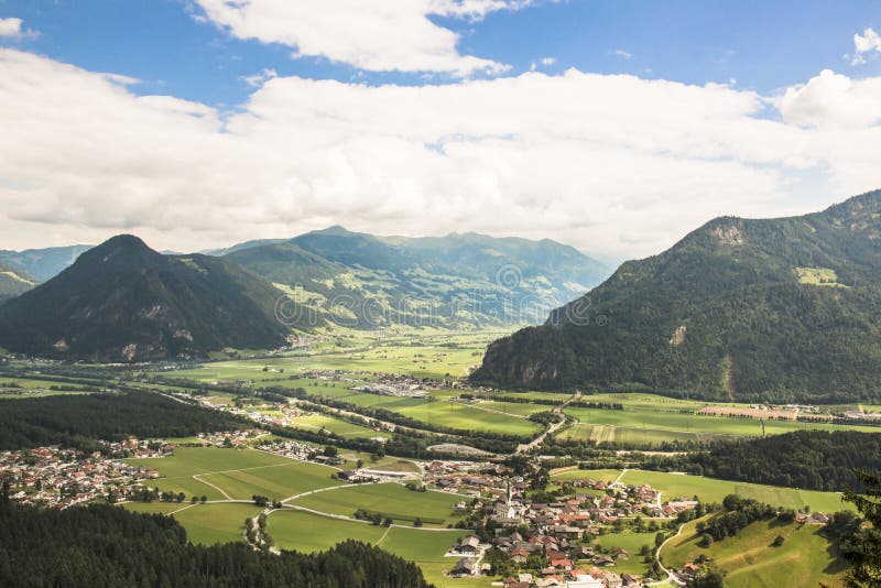 View into the Zillertal Valley with Its Villages in Austria Stock Image ...