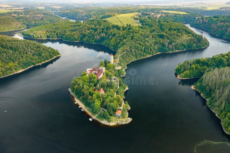Aerial View of Zvikov Catle and Rivers Vltava and Otava in South ... Aerial View of Zvikov Catle and Rivers Vltava and Otava in South ...