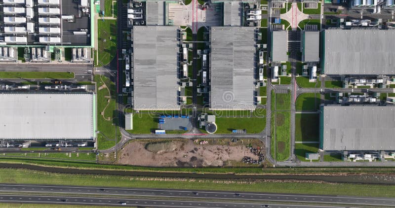 Aerial Drone Views of a Supercomputer Data Center, Artificial ...
