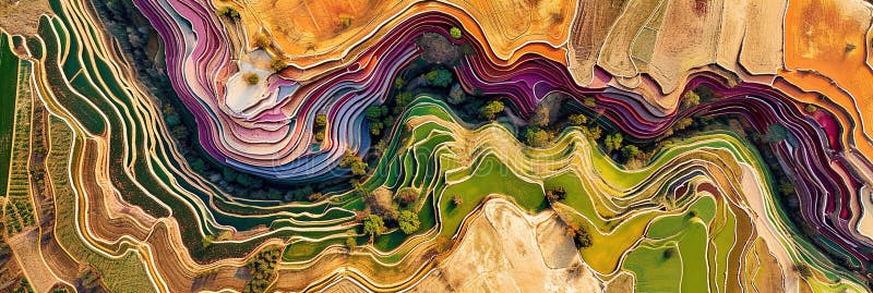 Aerial Views of Landscapes Transformed into Abstract Patterns Stock ...