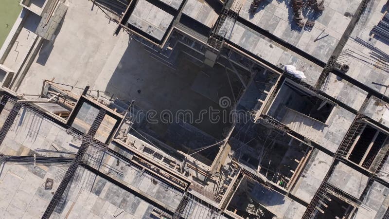 Aerial View: Loading Heavy Materials and Installing Metal Structures at ...