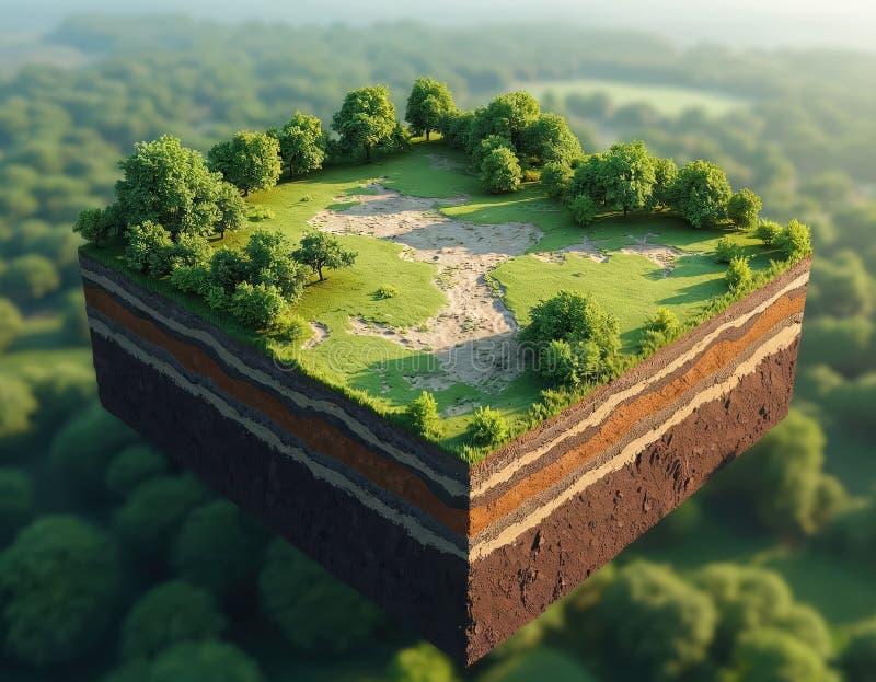 Aerial Visualization Verdant Land Parcel Development Prospect. Terrain ...