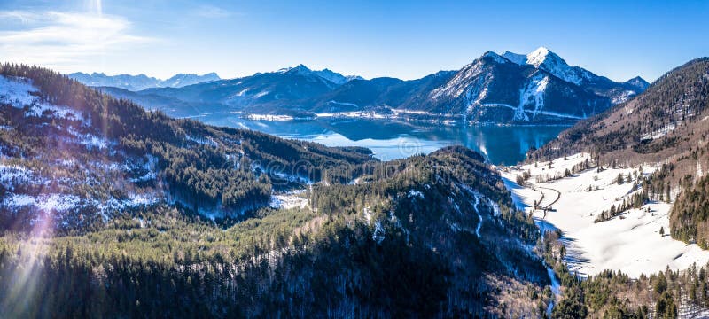 Aerial Walchensee Lake in Bavaria in Winter Stock Photo - Image of ...