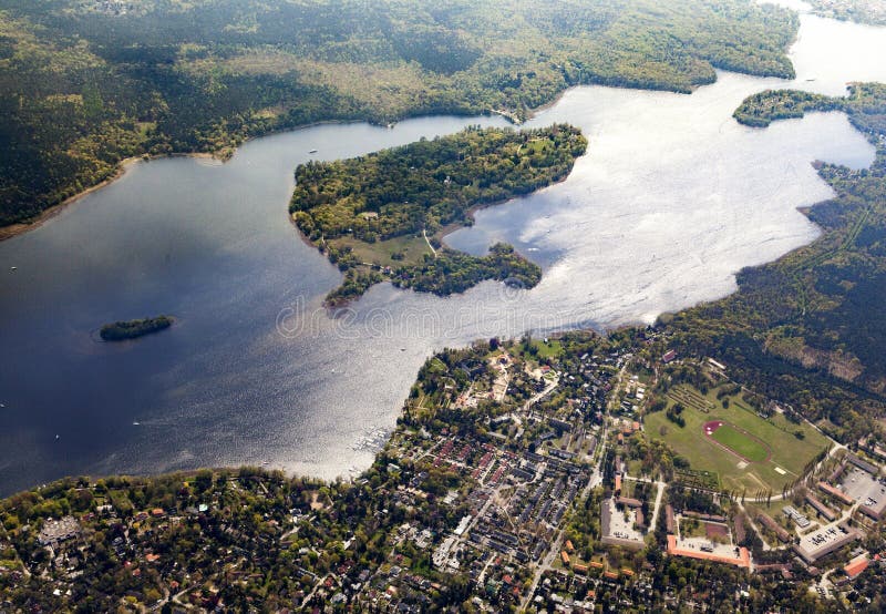 Aerial of the Wannsee in Berlin Stock Photo - Image of yellow ...