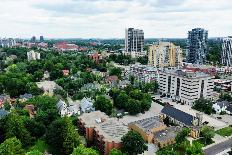 Aerial of Waterloo, Ontario, Canada Downtown Stock Image - Image of ...