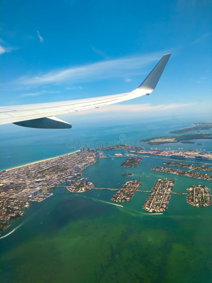 Miami Skyline From The Airplane Stock Photo - Image of city, downtown ...