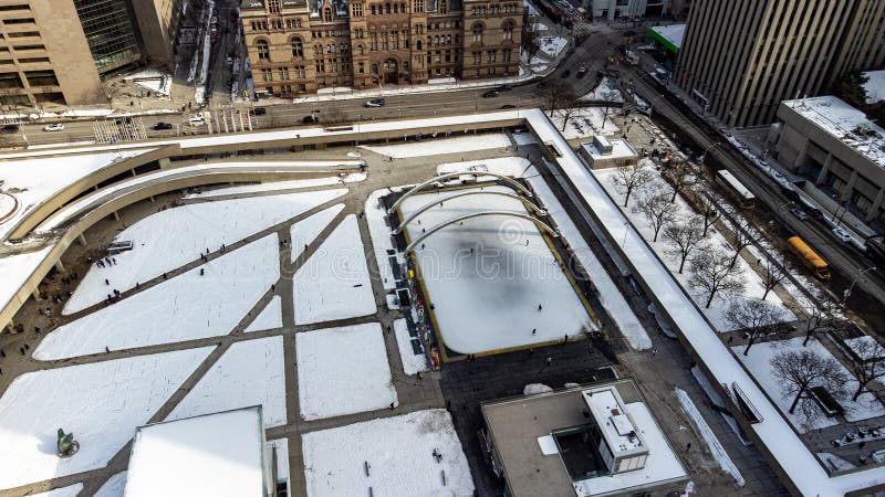 Aerial Winter View of the Ice Skating Rink at Nathan Phillips Square ...
