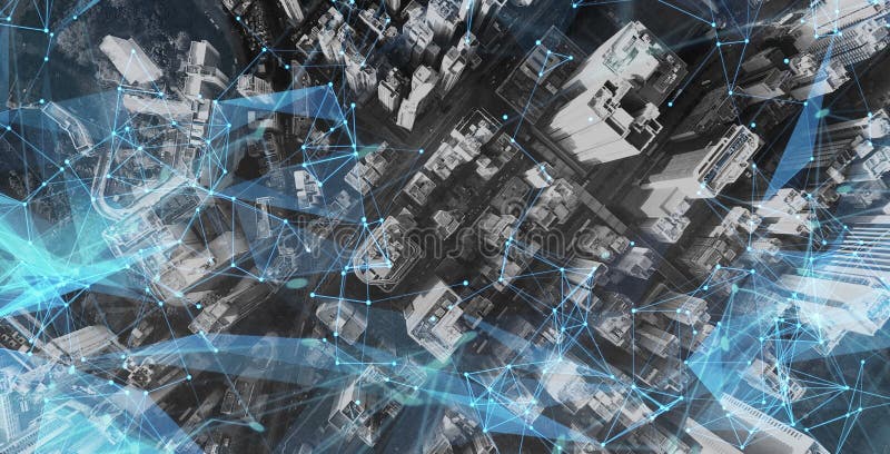 Aerial. Wireless Communication Network Concept. IoT Internet of Things ...