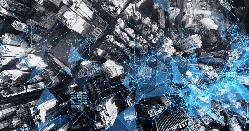 Aerial. Wireless Communication Network Concept. IoT Internet of Things ...